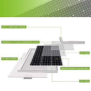 Topsolar 20W 12V Solar Panel kit Battery Charger Maintainer + 10A PWM Solar Charge Controller + Adjustable Mount Tilt Rack Bracket + Solar Cable for Car RV Marine Boat 12 Volt Battery Off Grid