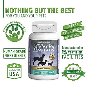 Ample Nutrition Complete Pet Prebiotic + Probiotic for Dogs & Cats, 60ct Pork Flavored Pearls