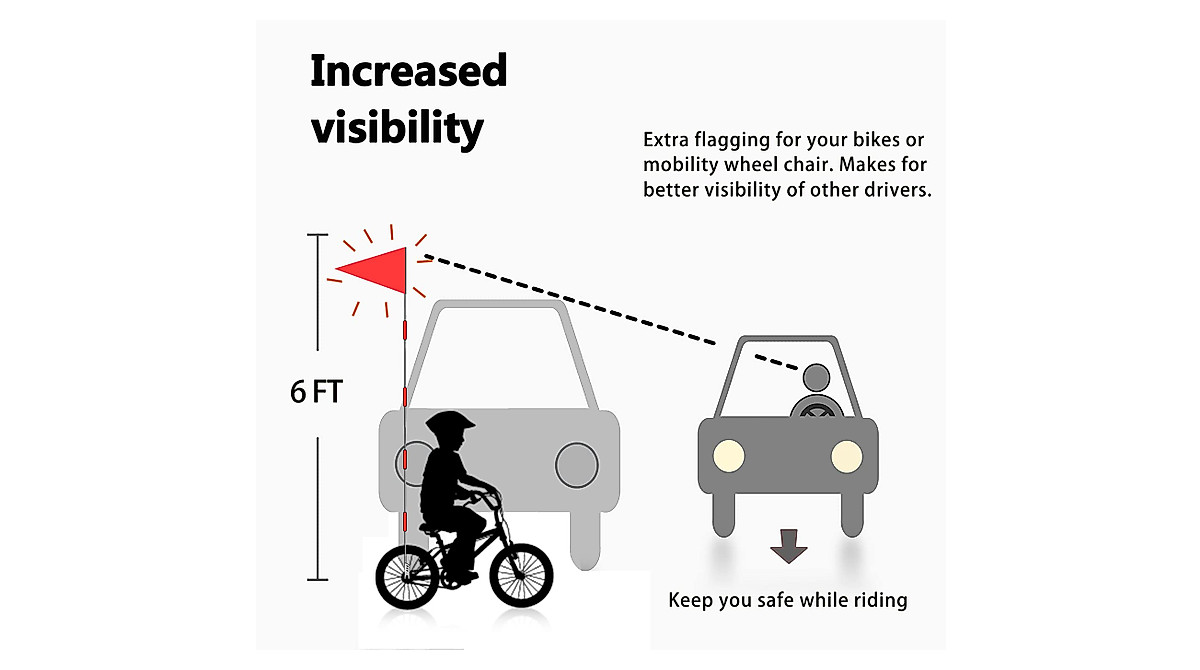 High Visibility Bike Flags with 6ft Fiberglass Pole