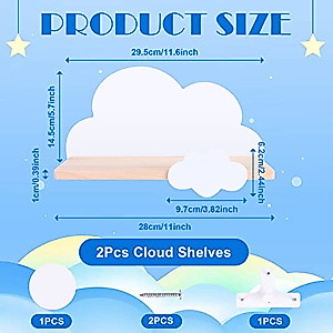 1 Pcs Floating Cloud Shelves for Children’s Bedroom - Wooden Wall Shelf Cute Cloud Floating Bedroom Book Shelf Kids Nursery Room Floating Shelves Storage Shelf,Wooden Shelf for Wall Decoration