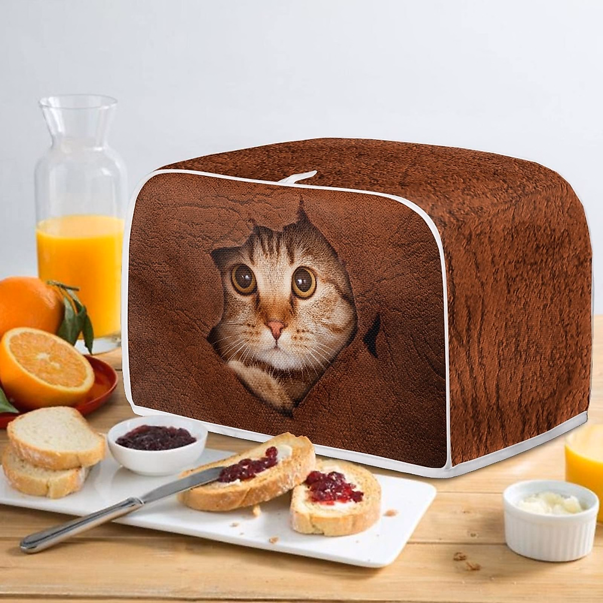 Coldinair 3D Cat Design 4 Slice Toaster Cover Small Kitchen Appliance Bread Maker Dust Cover and Fingerprint Protection