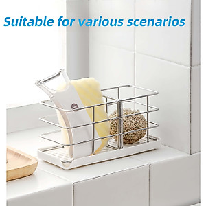XG Glitter Sponge Holder for Sink - Sink Caddy - Stainless Steel Kitchen Sink Sponge Holder with Extra Strong Adhesive - Rust Proof Dish Brush Holder & Dish Sponge Holder - Kitchen Sink Organizer