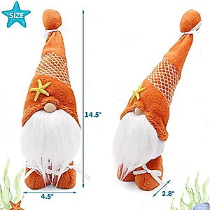 CiyvoLyeen Beach Gnomes Decorations Sea Star Shell Gnomes Handmade Decor Shelf Sitters Swedish Gnomes Nisse Scandinavian Summer Gnomes Plush Elf Dwarf Home Household Ornaments Set of 2