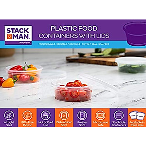 [48 Sets - 8 oz.] Plastic Containers with Lids - Slime Containers 8 oz - Small Containers with Lids