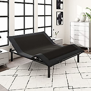Allewie King Adjustable Bed Base Frame with New Generation Motor, Wireless Remote, Head and Foot Incline, Intelligent Sleep Aid, Zero-Gravity, High Weight Capacity, Easy Self-Assembly, Basic