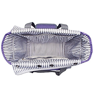 LUXJA Knitting Bag with Shoulder Straps, Yarn Bag for Carrying Projects, Knitting Needles, Crochet Hooks and Other Accessories, Purple