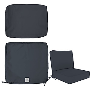 2Pcs Outdoor Seat and Back Cushion Replacement Covers Set Fit for Patio Furniture Sofa Chair Loveseat Sectional Couch,Durable Fadeless, 25Wx26Dx6H,25Wx18Dx6H,Dark Grey-Include Cover Only