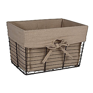 DII Farmhouse Chicken Wire Storage Baskets with Liner, Medium, Vintage Taupe, 11x7.88x7", 2 Piece