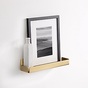 mDesign Metal Household Mounted Wall Basket Organizer Storage Tray, Rustic Hanging Holder Bin Shelf for Bathroom, Kitchen, Garage, Living Room, Cabinet, or Door, Mirri Collection, 2 Pack, Soft Brass