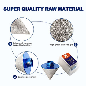 2pcs Diamond Beveling Chamfer Bit,BRSCHNITT 2 Inch (50mm) Diamond Finger Milling Bits with 5/8-11 Thread for enlarging, polishing and Bevelling The exsit Holes