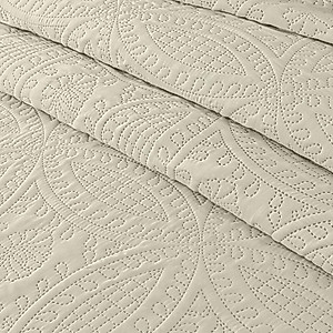 Chezmoi Collection Austin 3-piece Oversized Bedspread Coverlet Set (King, Ivory)