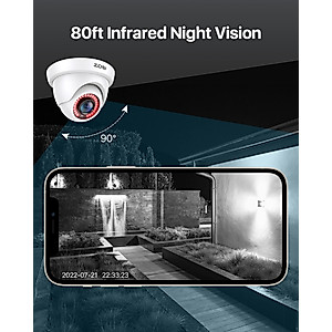 ZOSI 2MP 1920TVL Hybrid 4 in 1 TVI CVI AHD CVBS Security Camera,1080P HD Weatherproof Outdoor Indoor Surveillance Cam,Night Vision,For 960H,720P,1080P,5MP,4K analog DVR - White