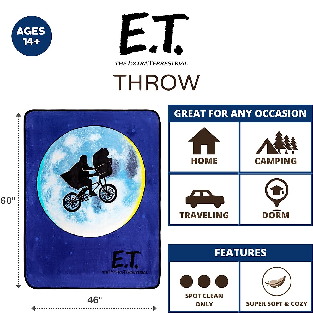 Franco E.T. The Extra-Terrestrial Retro/Nostalgic Bedding Super Soft Micro Raschel Throw 46" X 60" Collectibles