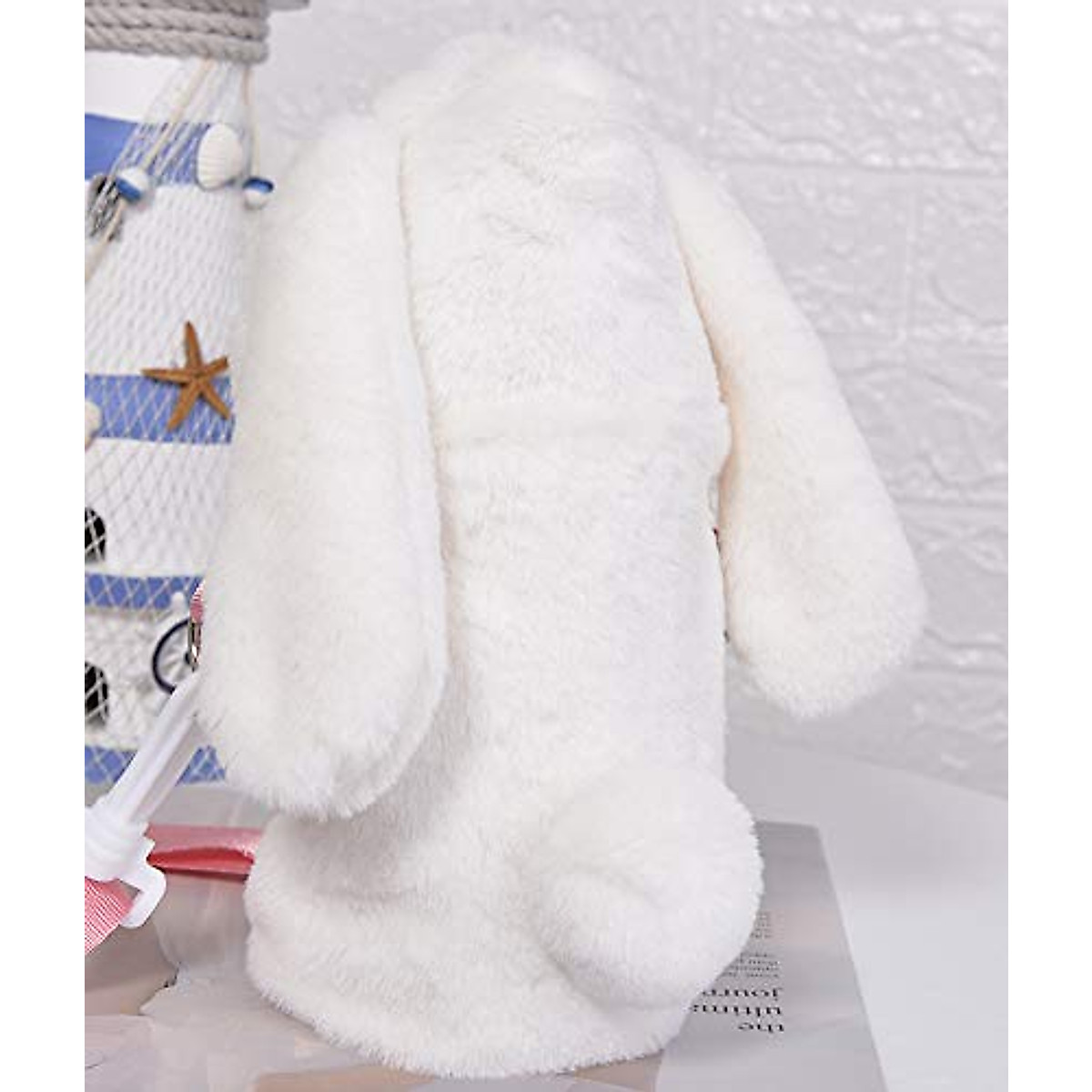 ChezMax Penguin Vacuum Thermos Stainless Steel Water Bottle Travel Mug Flask for Daily Life 9.5oz Black with Insulated Sleeve Rabbit Warm Cover, Rabbit White