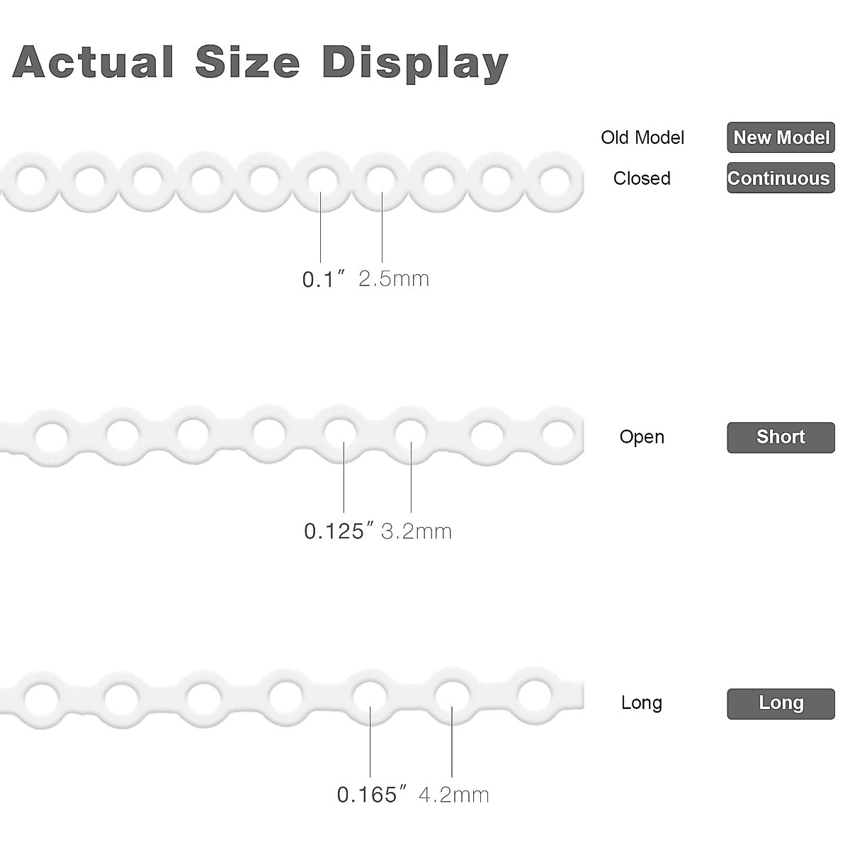 faruijie Colourful Elastic Power Chain for Braces Dental Orthodontic Powerchains 3 Sizes Ortho Rubber Band(Long,Black 9#)