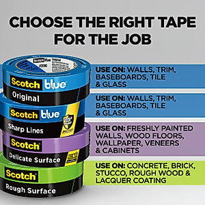 Scotch Rough Surface Extra Strength Painter's Tape, Green, Tape Protects Surfaces and Removes Easily, Rough Surface Painting Tape for Indoor and Outdoor Use, 1.41 Inches x 60.1 Yards, 1 Roll