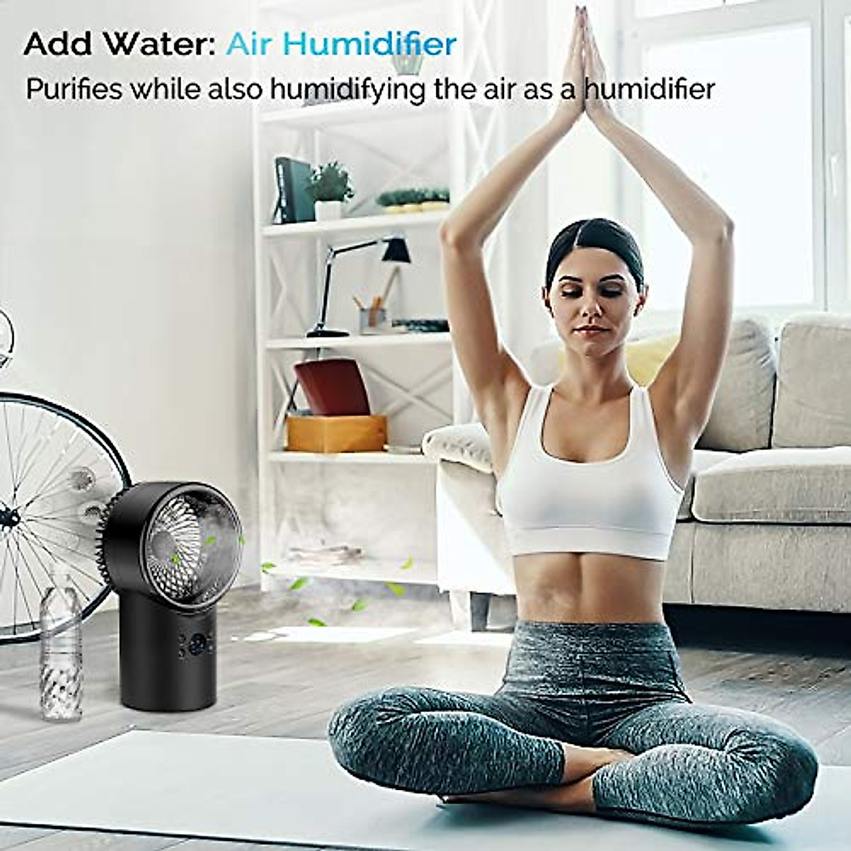 Portable Air Conditioner Fan, KUUOTE Mini Evaporative Cooler with 7 Colors Night Light, Personal Space Air Cooler Quiet Desk Fan Humidifier Misting Fan for Small Room Bedroom Home Office