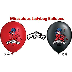 Vision Licensed Miraculous Ladybug Rena Rouge 12" Party Supplies Balloons 16 Pcs | Assorted Colors Premium Latex for Miraculous Birthday Theme Party