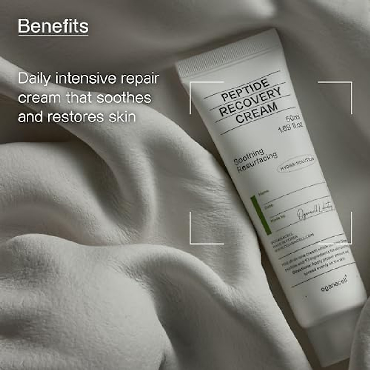 OGANA CELL Oganacell Peptide Face Cream (1.69fl oz) - Intensive Hydration for Dry Skin, Itchiness, Redness. Korean Skin Care. Ceramide NP, Shea Butter, Panthenol.