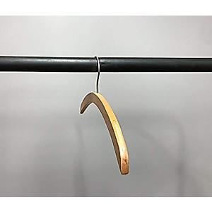 NAHANCO 40017HU Premium Retro-Style Wooden Shirt Hanger with Brushed Chrome Hook, Rounded Shoulders with Rubber Non-Slip Grippers, 16" Natural (Pack of 25)