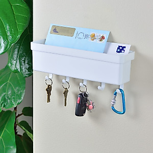 Youngever Plastic Key Holder for Wall, Entryway Mail Holder with 5 Key Hooks, Wall Storage Organizer