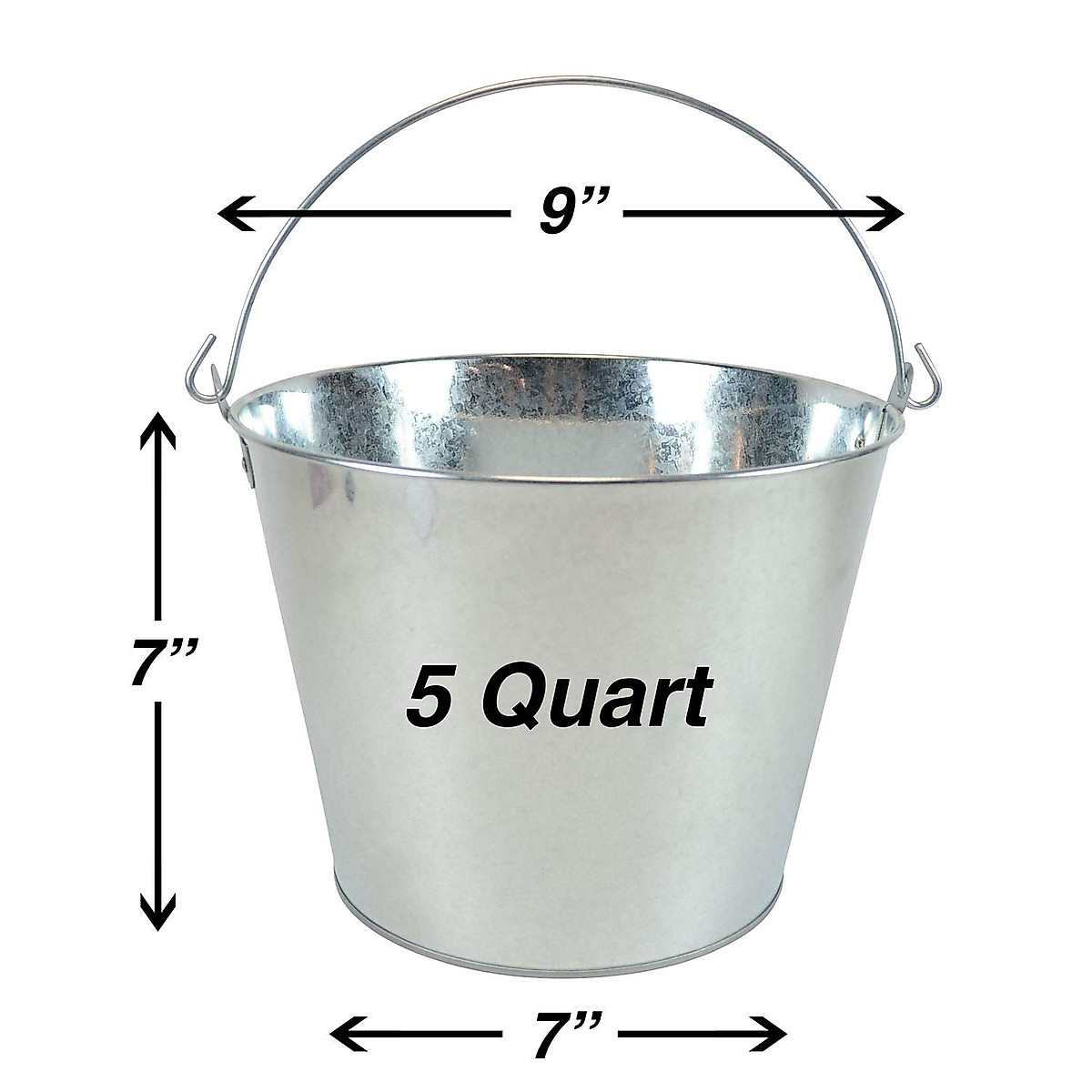5-Quart Galvanized Pail Beer Bucket 9x9x7 inches (Pack of 12)