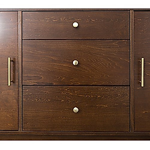 Walker Edison Mid Century Modern-TV Stand Console with 3 Drawers and Closed Cabinet Storage, 60", Walnut