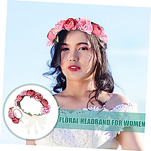 ifundom flower crown and wrist band adjustable flower crown Hair Wreath flower Headband Garland Wristband corsage wristlet floral crown Korean bride headband Miss fabric hawaii 1 Set