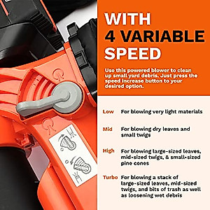 Redback Leaf Blower Vacuum Battery Powered Blower for Cleaning Up Small Garden Debris Cordless Lawn Vacuum with Powerful Mulcher Modern Lawn Care Equipment Tool Only EV48OD