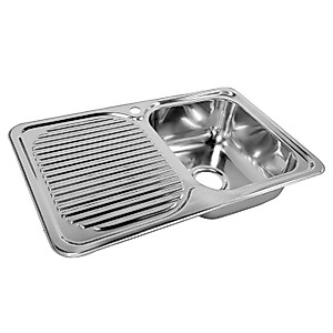 Naiture Drop-In Kitchen Sink, Rectangular Single Bowl Top Mount Sink, 21-Gauge 304 Stainless Steel, 32"L with Left Drainboard and Single Faucet Hole
