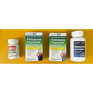 HealthA2Z® Fluticasone Propionate Nasal Spray| 50 mcg per Spray | 24 Hour Allergy Relief | 72 Sprays | 0.38 fl oz (11.1mL) | Relief from Nasal Congestion | Runny Nose | Sneezing