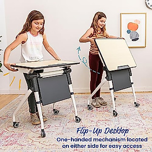 ECR4Kids Nesting Student Desk, Portable Table, Maple/Grey