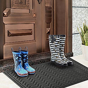 Mibao Welcome Mats Outdoor - Entryway Mat - Door Mats Outdoor, Outdoor Rubber Mats, Doormat Outdoor Indoor Entrance, Large Front Door Mat, Skid Resistant Durable, 24" x 36", Gray
