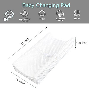 YENING Mini Baby Diaper Changing Pad for Dresser Top with Cover 27" x 16", Waterproof Lining Small Foam Contoured Changing Table Pads Topper White