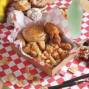 500 Deli Paper Sheets 12 x 12 Inch Red and White Checkered Food Wrapping Papers Grease Resistant Food Wrap Sandwich Paper Wraps Disposable Paper Liner for Picnics Barbecue Restaurants Cookout Party