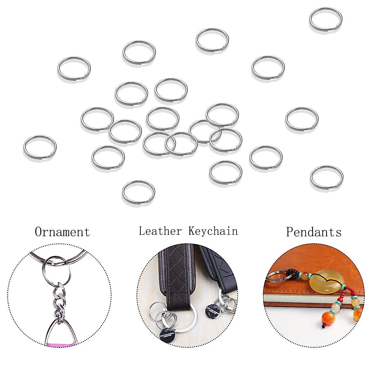 100 Pcs Split Ring, Small Key Rings Bulk Split Keychain Rings DIY Craft Metal Keychain Connector Accessories (12mm)