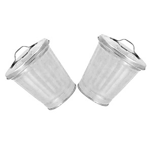 jojofuny Mini Iron Trash Can, Galvanized, As Shown