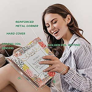 Wedding Planner Book and Organizer for the Bride, Beautiful Engagement Gift for Couples, Bride, Unique Wedding Planning Book 11" x 9" Hard Cover & Calendar & Inner Pockets