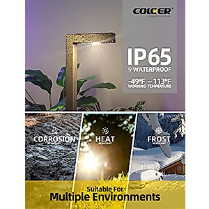 COLOER Low Voltage Pathway Lights,12-15V AC/DC Garden Path Lights, Brass Outdoor Yard Lights Electric, Landscape Driveway Lights for Yard, IP65 Waterproof Landscape Lighting (1-Pack Without Bulb)
