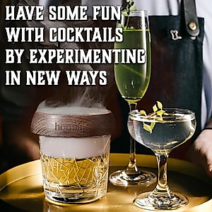 Bartender Kit with Whiskey Smoker - 13 pcs, Pine Stand - Bar Set with Cocktail Shaker, Bartending Kit with Essential Bar Accessory Tools, Wood Chips, Matte