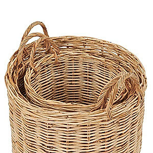 Creative Co-Op Woven Rattan Storage, Set of 3 Sizes, Natural Basket
