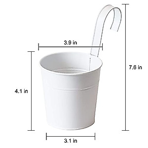 MorTime 10 Pack Metal Hanging Bucket Planter with Hook, 4 Inches Mini Round White Storage Basket for Plant Flower Pots Indoor Outdoor Home Garden Patio Lawn