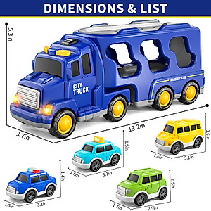 Bennol Toddler Trucks Toys for Boys Age 3-5, 5 in 1 City Car Truck for Toddlers Boys Girls 3 4 5 6 Years Old, Toddler Boy Toys Christmas Birthday Gift Car Sets with Light Sound