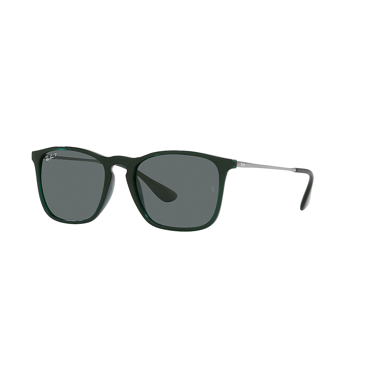 Ray-Ban RB4187 Chris Square Sunglasses, Transparent Green/Dark Grey Polarized, 54 mm
