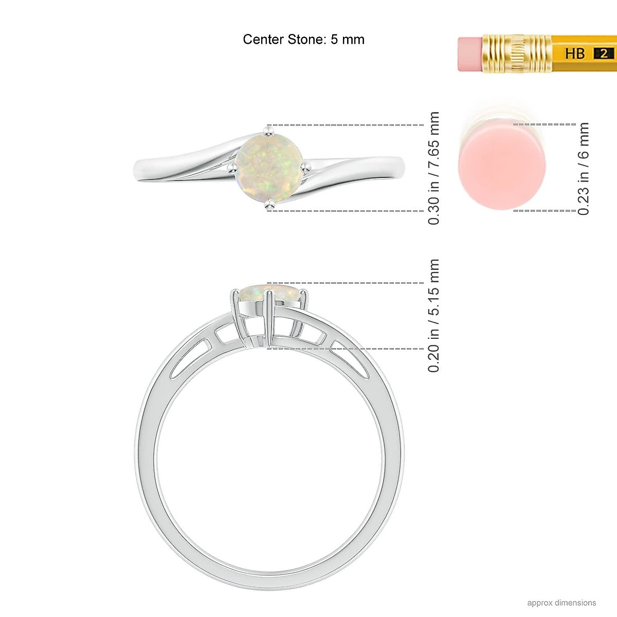 Angara Natural 0.5 Ct Opal Classic Ring for Women in Sterling Silver (Grade-AAA | Size-6mm) | October Birthstone, Birthday, Engagement, Anniversary Jewelry Gift For Women