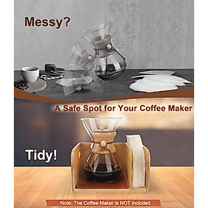 PrimZooty Bamboo Caddy with Lid & Heatproof Trivets Mat for Chemex CoffeeMakers - Designed for Chemex Pour - Over Glass Coffeemaker(3/5/6/8/10Cup), for Bodum Pour Over Coffee makers(4/8Cup)