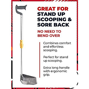 iPrimio Scoop Monster Stand Up Cat Litter Scooper - (Silver) - Adjustable Length Handle Up to 34 inch - Kitty Litter Box Accessory - Super Larg Shovel - Fast Shifting Cat Litter Scoop