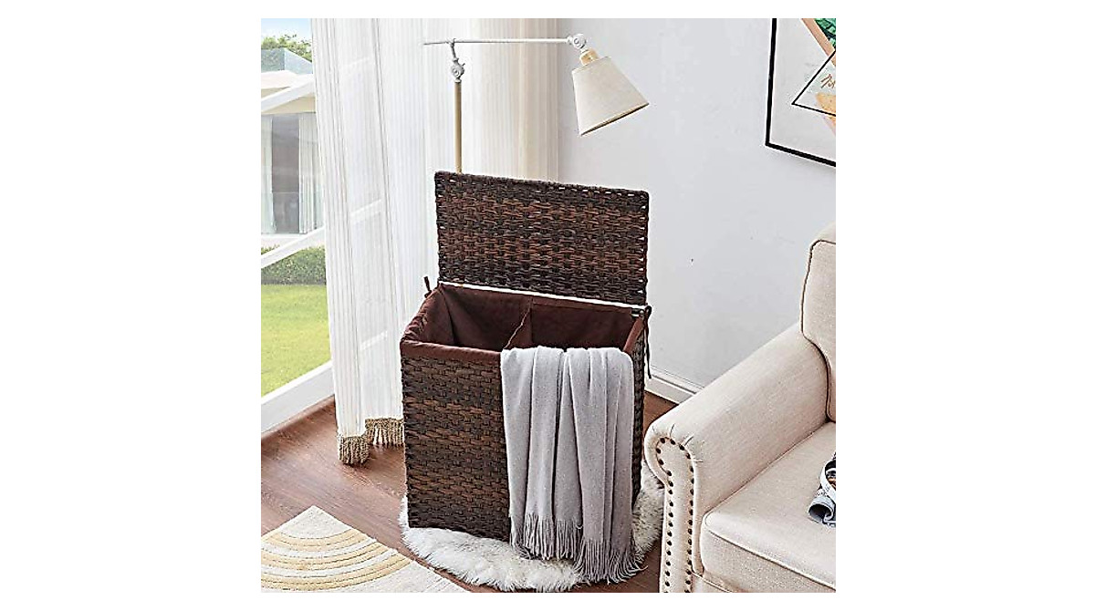 Stylish Divided Double Laundry Hamper with Lid