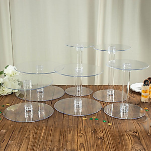 Efavormart Lovely 6 Tier Heavy Duty Acrylic Crystal Glass Clear Cake Dessert Decorating Stand for Birthday Party Wedding