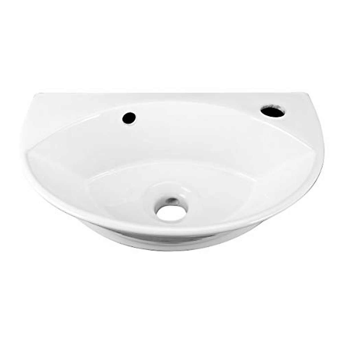 Renovators Supply Manufacturing Bathroom Sinks 17 in. White Ceramic Wall Mounted Bathroom Vessel Sink Juniper with Overflow and Faucet Hole